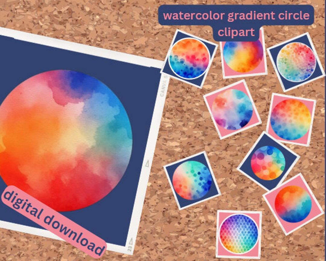 Watercolor Gradient Circle Clipart Bundle - 10 PNG & SVG Files for ...