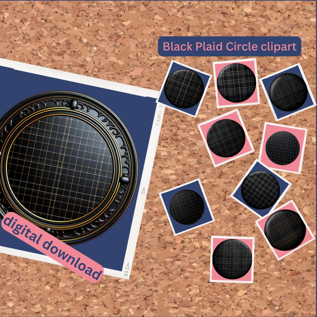 Black Plaid Circle Clipart Bundle - Perfect Designs for Scrapbooking ...