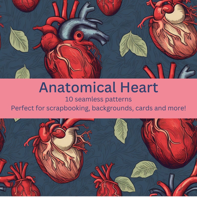 Exquisite Digital Seamless Anatomical Heart Patterns - 10 Distinctive ...