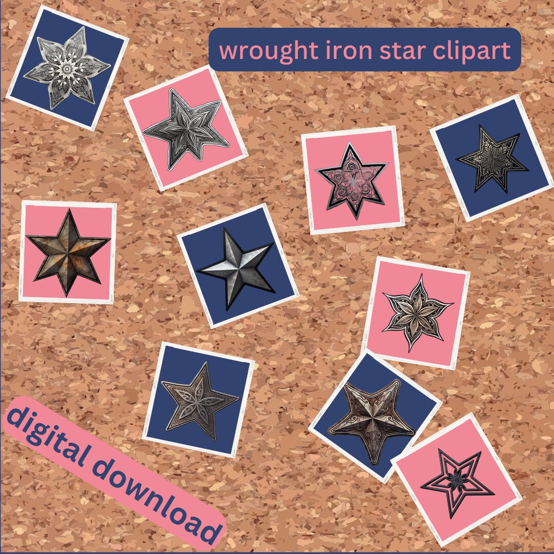 More Wrought Iron Star Clipart Bundle - 10 PNG & SVG Files for ...