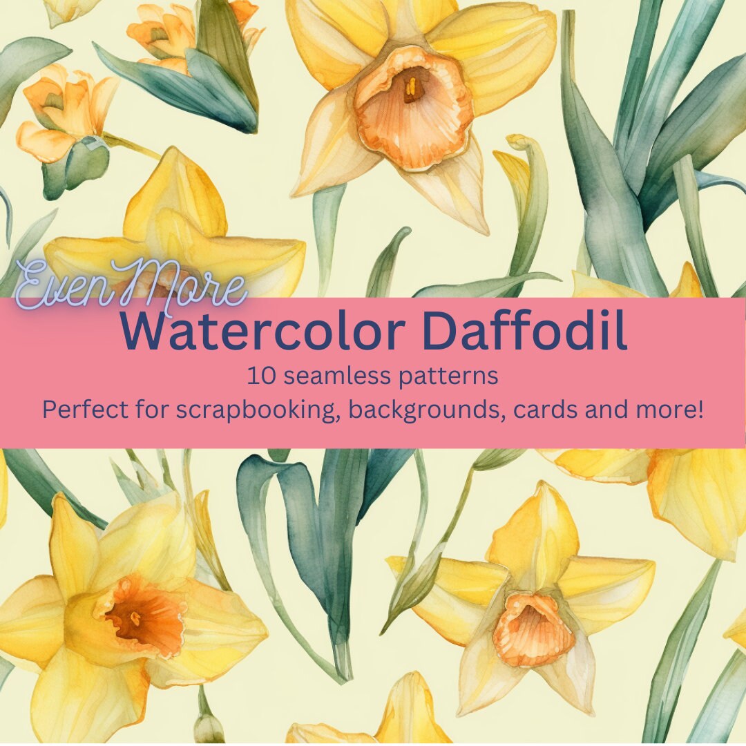 10 Digital Seamless Watercolor Daffodil Patterns: Even More Floral ...