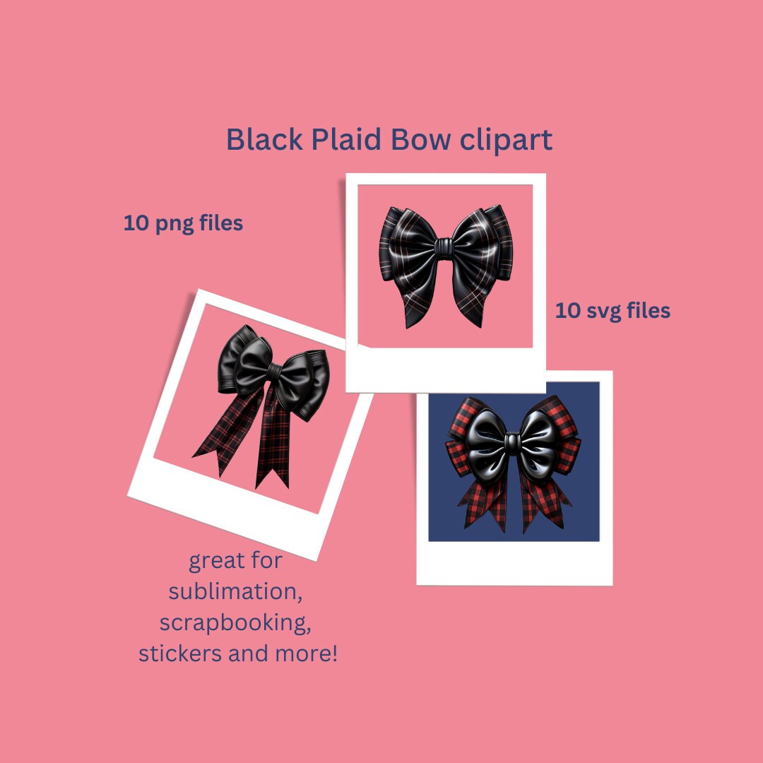 Black Plaid Bow Clipart Bundle - Perfect Designs for Scrapbooking, Web ...