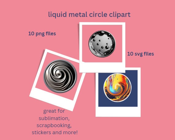 Unique Liquid Metal Circle Clipart Bundle, PNG & SVG, Perfect for ...
