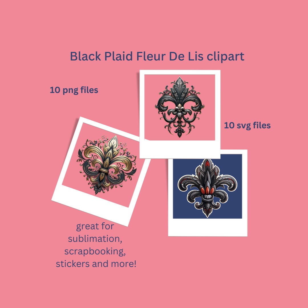 Black Plaid Fleur De Lis Clipart Bundle - Perfect Designs for ...