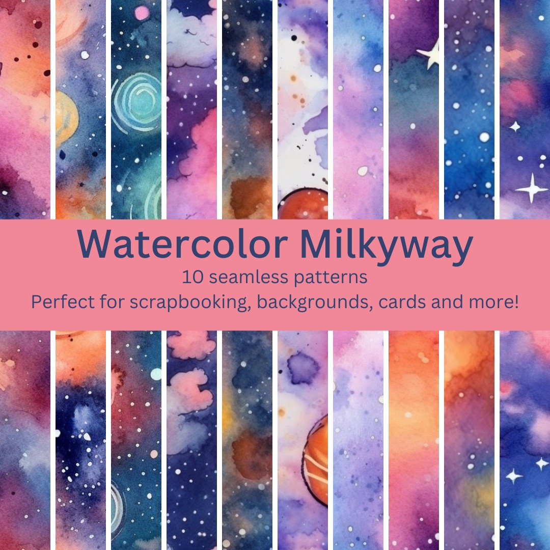 10 Galactic Milky Way Watercolor Patterns - Even More Digital Seamless ...
