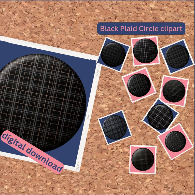 Black Plaid Circle Clipart Bundle More Perfect Designs for Scrapbooking ...