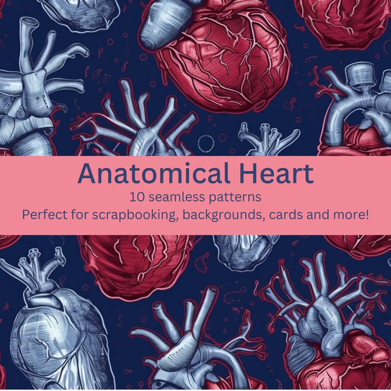 Exquisite Digital Seamless Anatomical Heart Patterns - 10 Distinctive ...