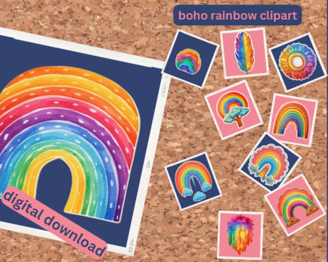 Boho Rainbow Clipart Bundle - More Designs Perfect for Scrapbooking ...