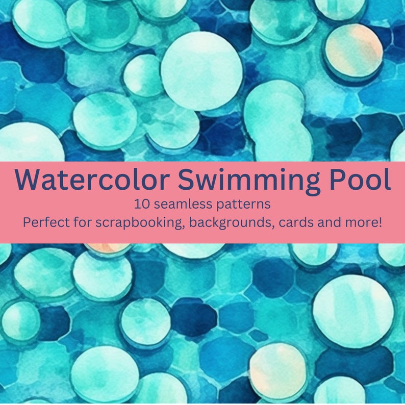 10 Digital Seamless Watercolor Swimming Pool Patterns: Even More ...