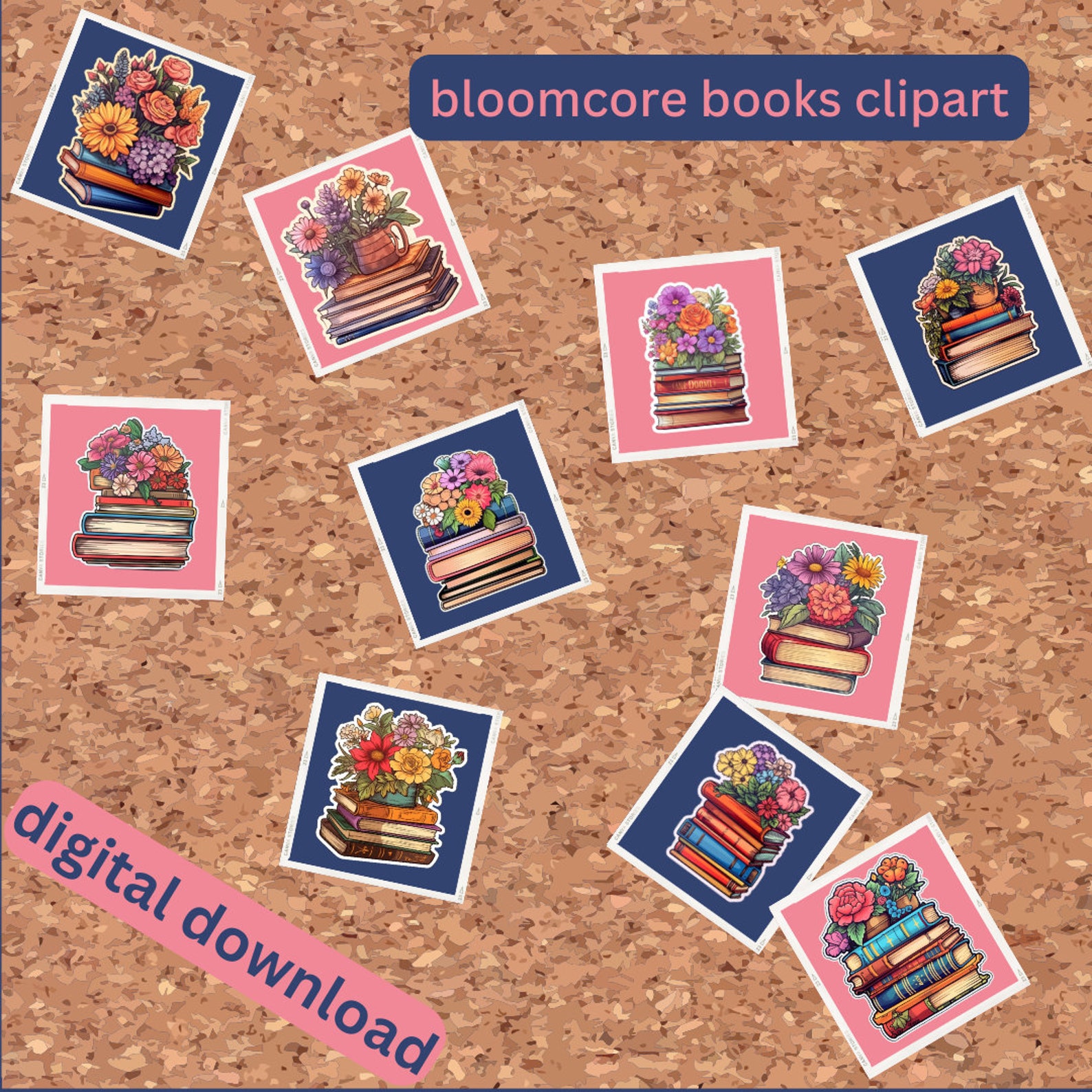 Bloomcore Books Clipart Bundle 10 PNG & SVG Files for - Etsy