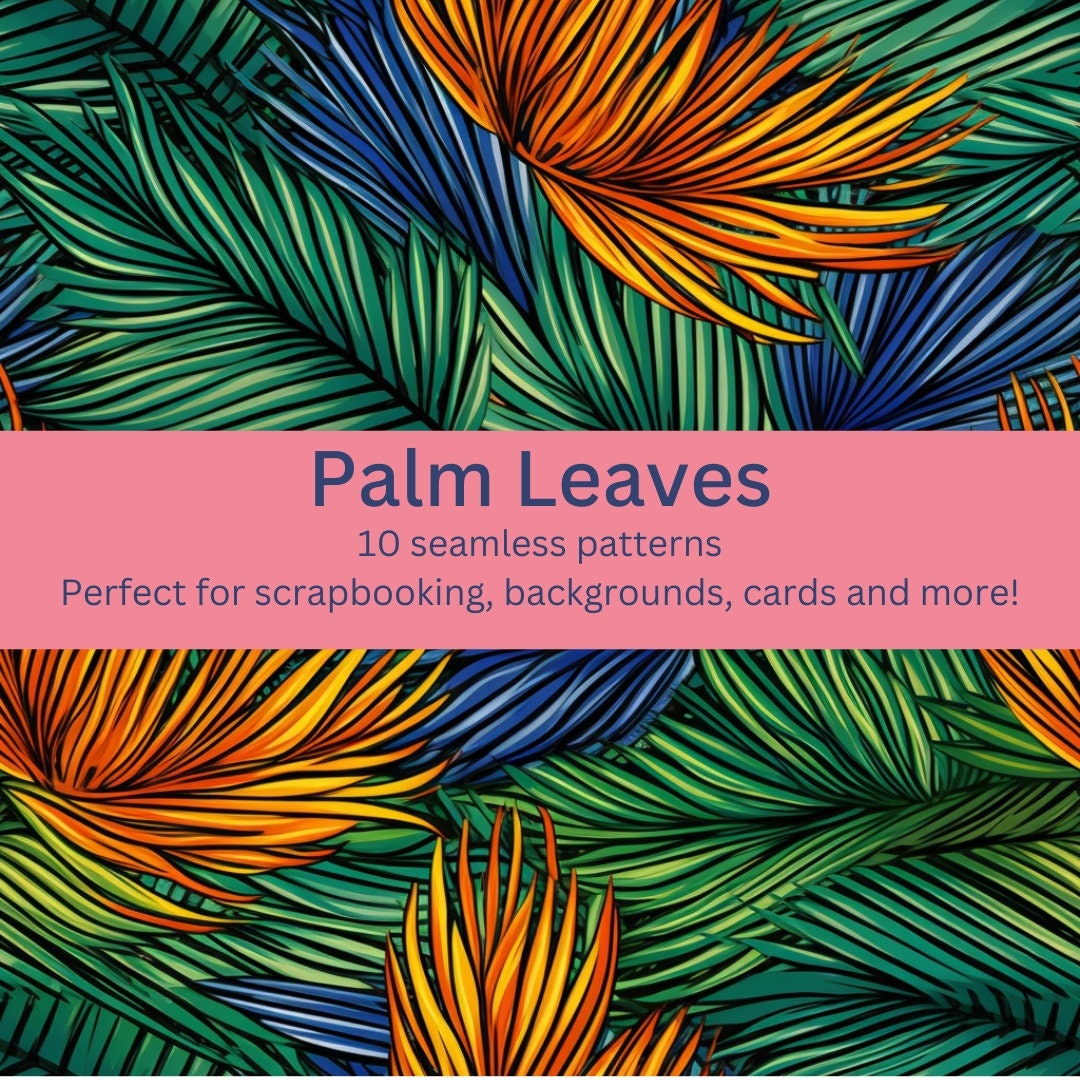 10 Digital Seamless Palm Leaves Patterns: Tropical Foliage - Etsy