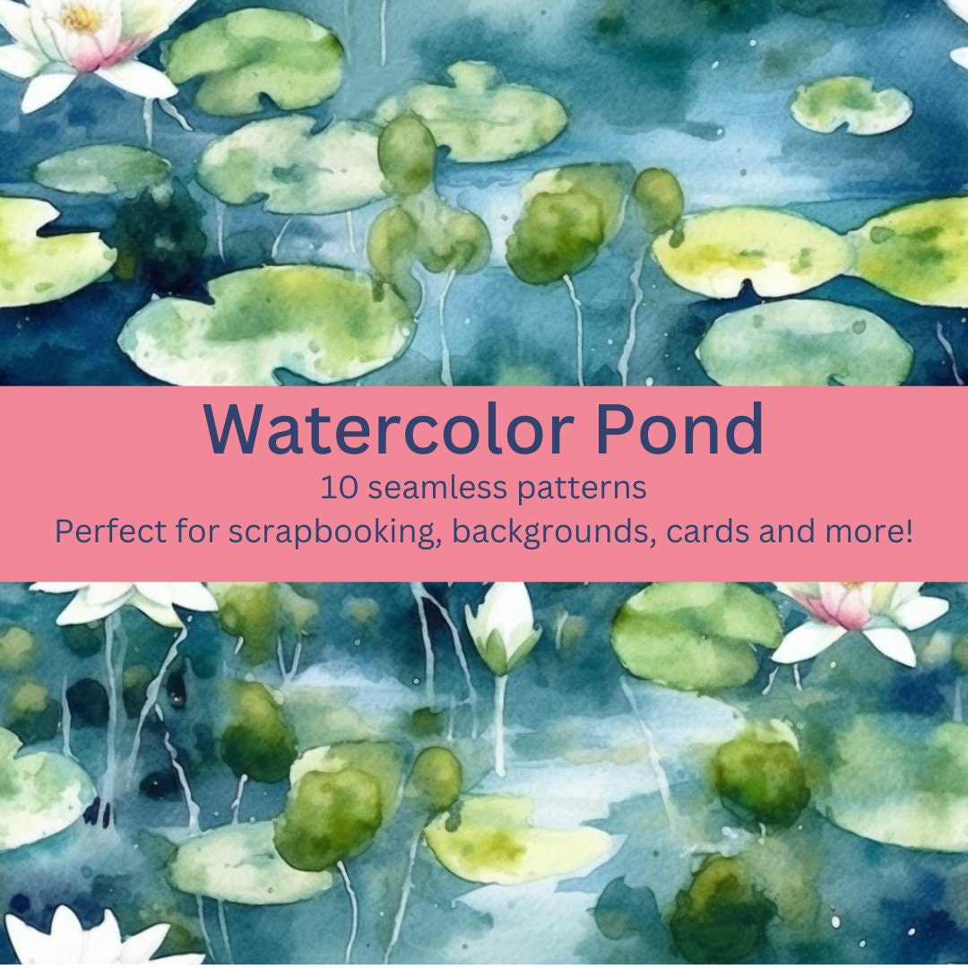 10 Tranquil Pond Watercolor Patterns - More Digital Seamless Designs ...