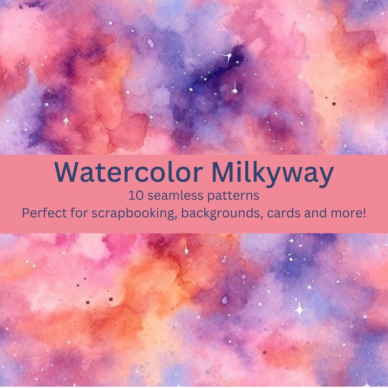 10 Galactic Milky Way Watercolor Patterns - More Digital Seamless ...