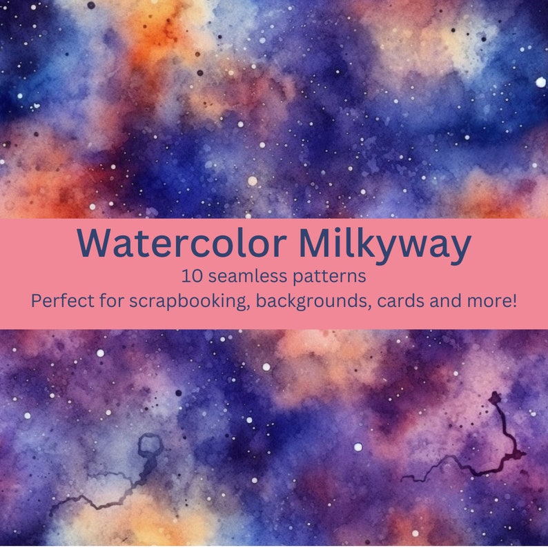 10 Galactic Milky Way Watercolor Patterns More Digital Seamless Designs ...