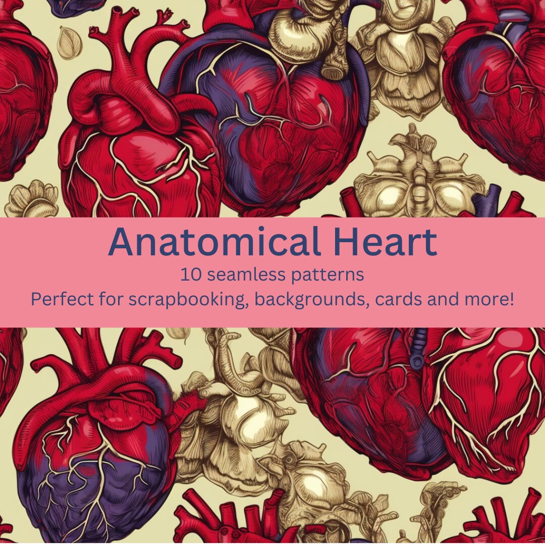 Exquisite Digital Seamless Anatomical Heart Patterns - 10 Distinctive ...