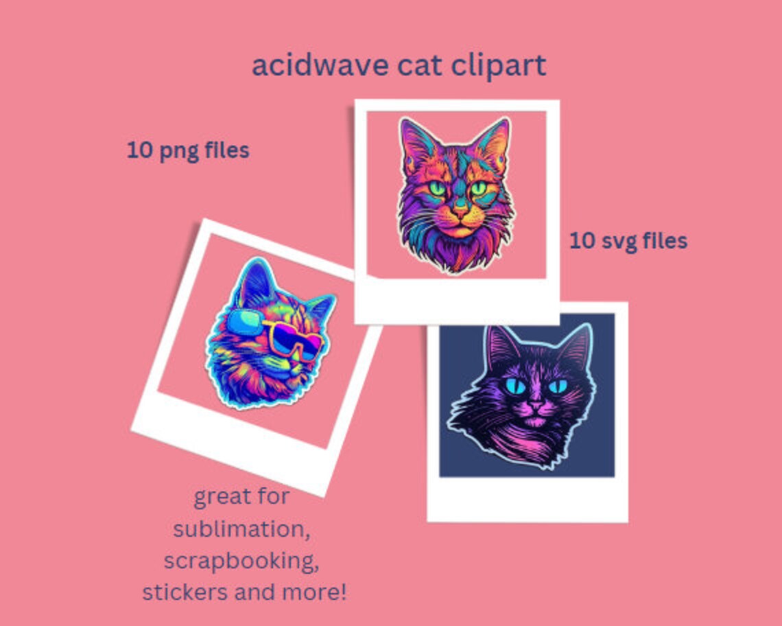 90's Acidwave Cat Clipart Bundle - Designs Perfect for Scrapbooking ...