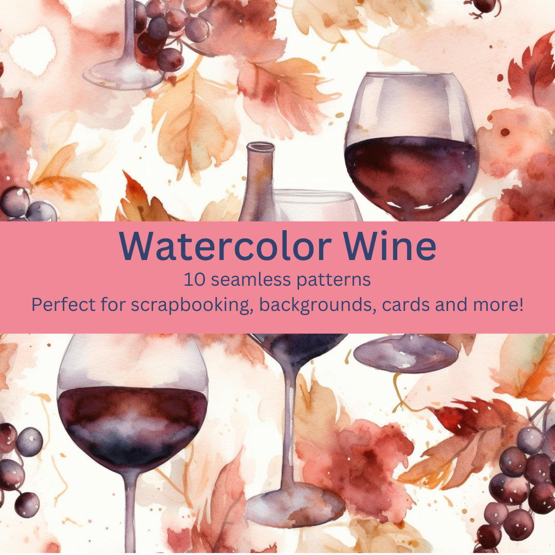 10 Seamless Watercolor Wine Patterns: Even More Digital Designs Perfect ...