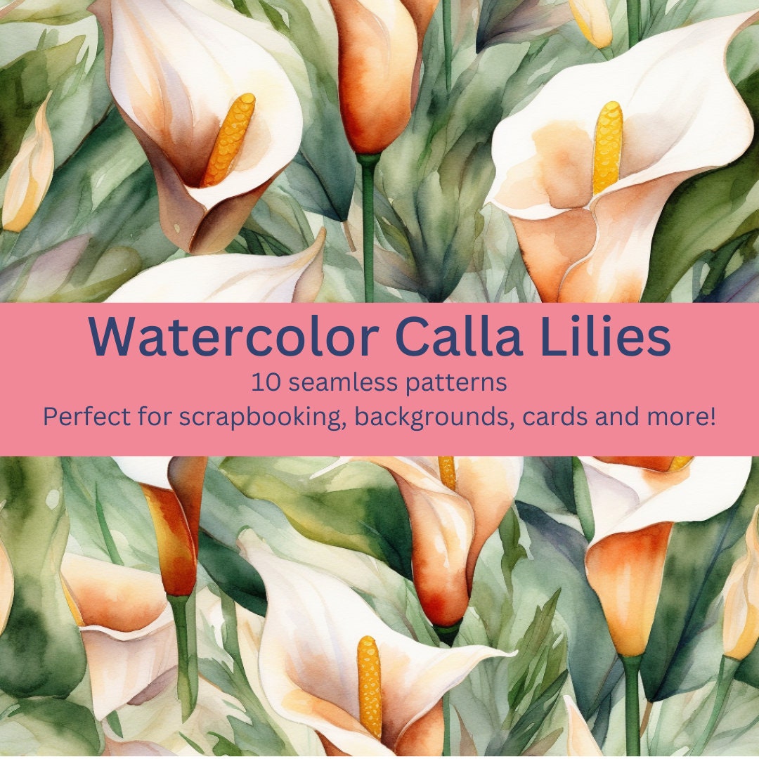 10 Elegant Digital Seamless Watercolor Calla Lilies Patterns: - Etsy