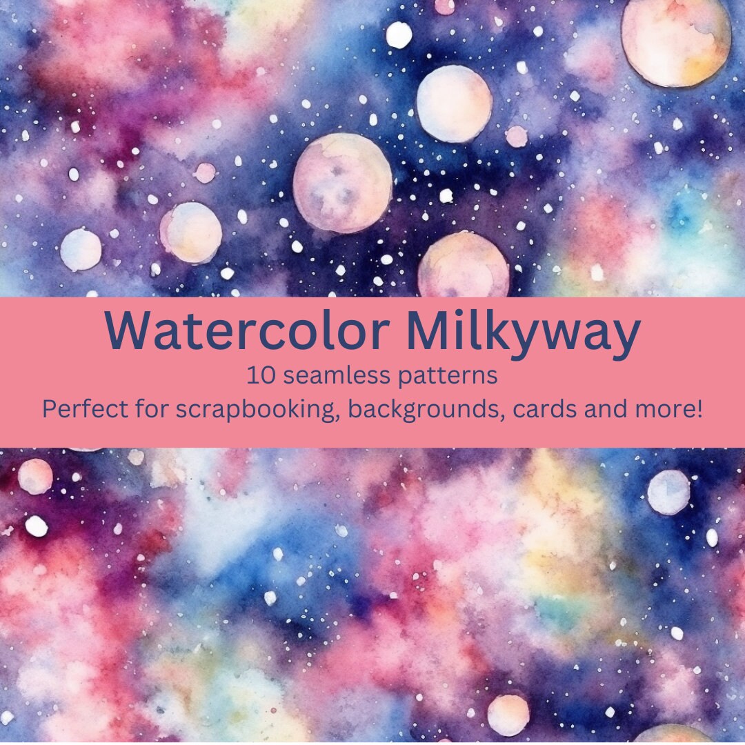 10 Galactic Milky Way Watercolor Patterns More Digital Seamless Designs ...