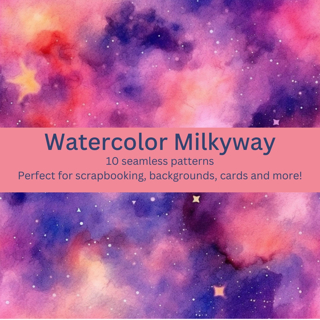 10 Galactic Milky Way Watercolor Patterns - More Digital Seamless ...