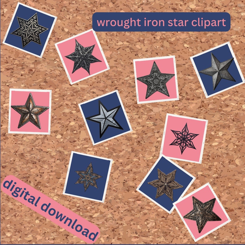 Wrought Iron Star Clipart Bundle - 10 PNG & SVG Files for Scrapbooking ...