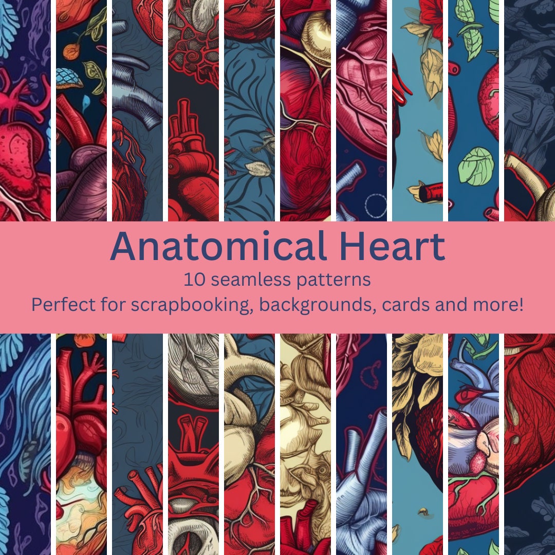 Exquisite Digital Seamless Anatomical Heart Patterns - 10 Distinctive ...