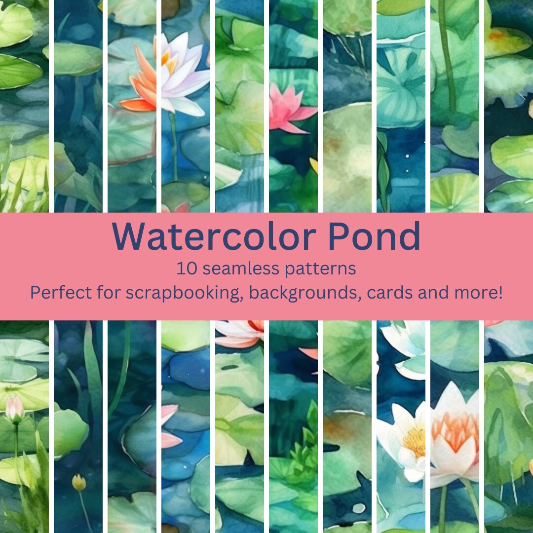 10 Tranquil Pond Watercolor Patterns - Even More Digital Seamless ...