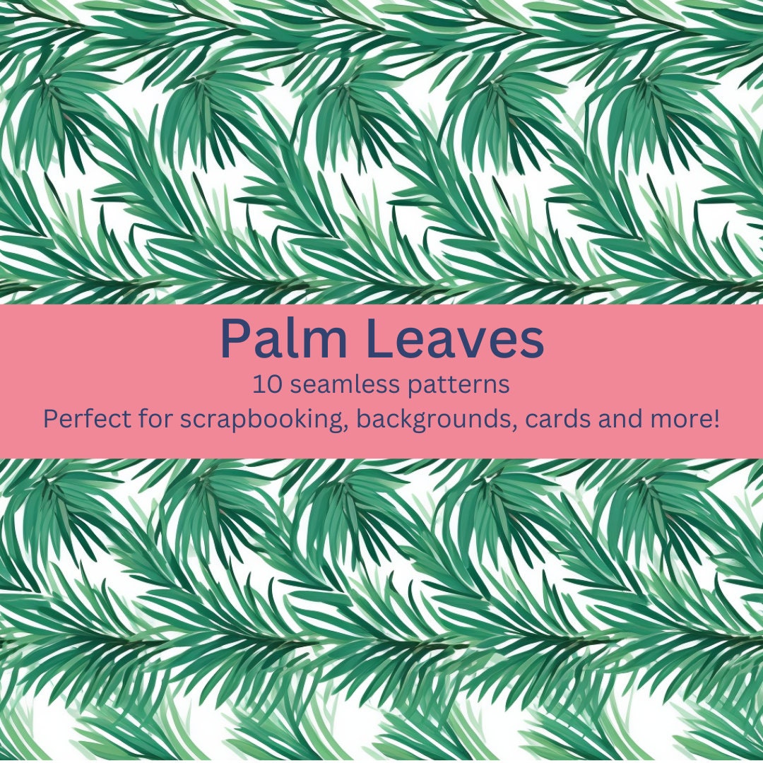 10 Digital Seamless Palm Leaves Patterns: Tropical Foliage - Etsy