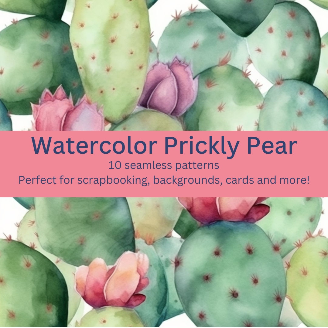 10 Seamless Prickly Pear Cactus Watercolor Patterns - Even More High ...