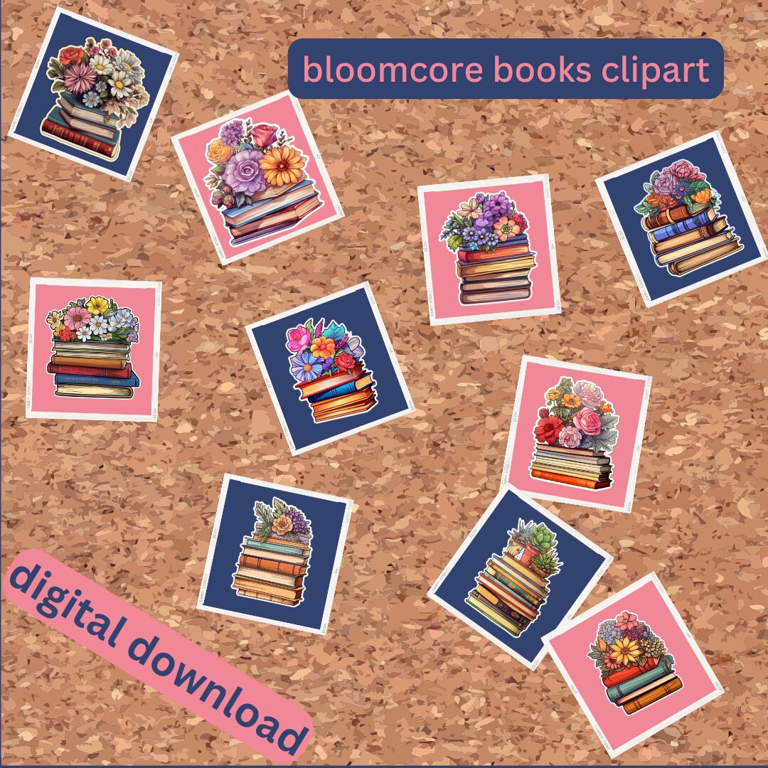 Even More Bloomcore Books Clipart Bundle - 10 PNG & SVG Files for ...
