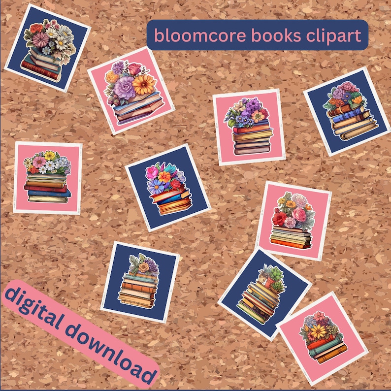 Even More Bloomcore Books Clipart Bundle - 10 PNG & SVG Files for ...