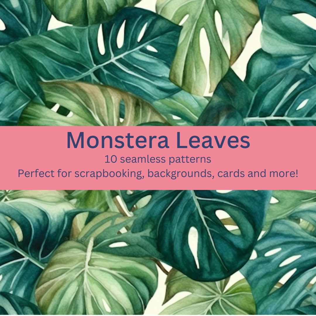 10 More Digital Seamless Watercolor Monstera Patterns: Lush Tropical ...