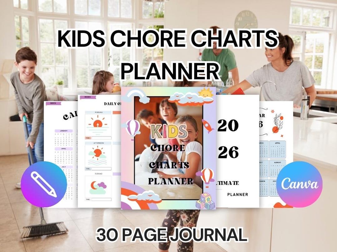 Kids Chore Charts Planner – 30 Page Digital Journal for Family ...