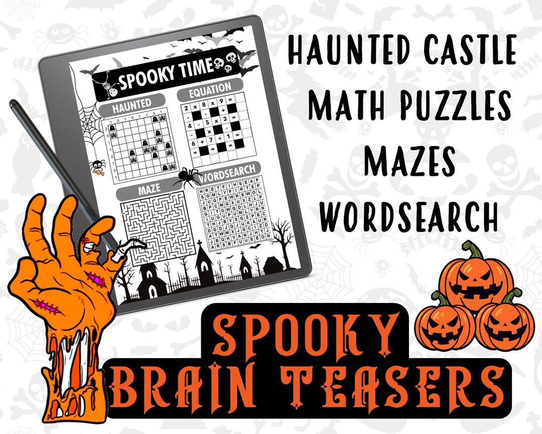 400 Halloween Spooky Brain Teasers | Maze | Wordsearch | Haunted Castle ...