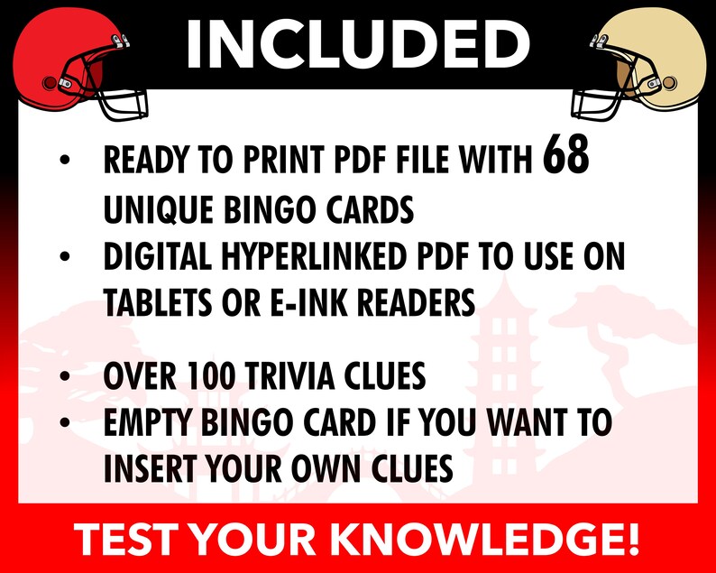 American Football Trivia Bingo 68 Unique Cards | Print & Digital Use ...