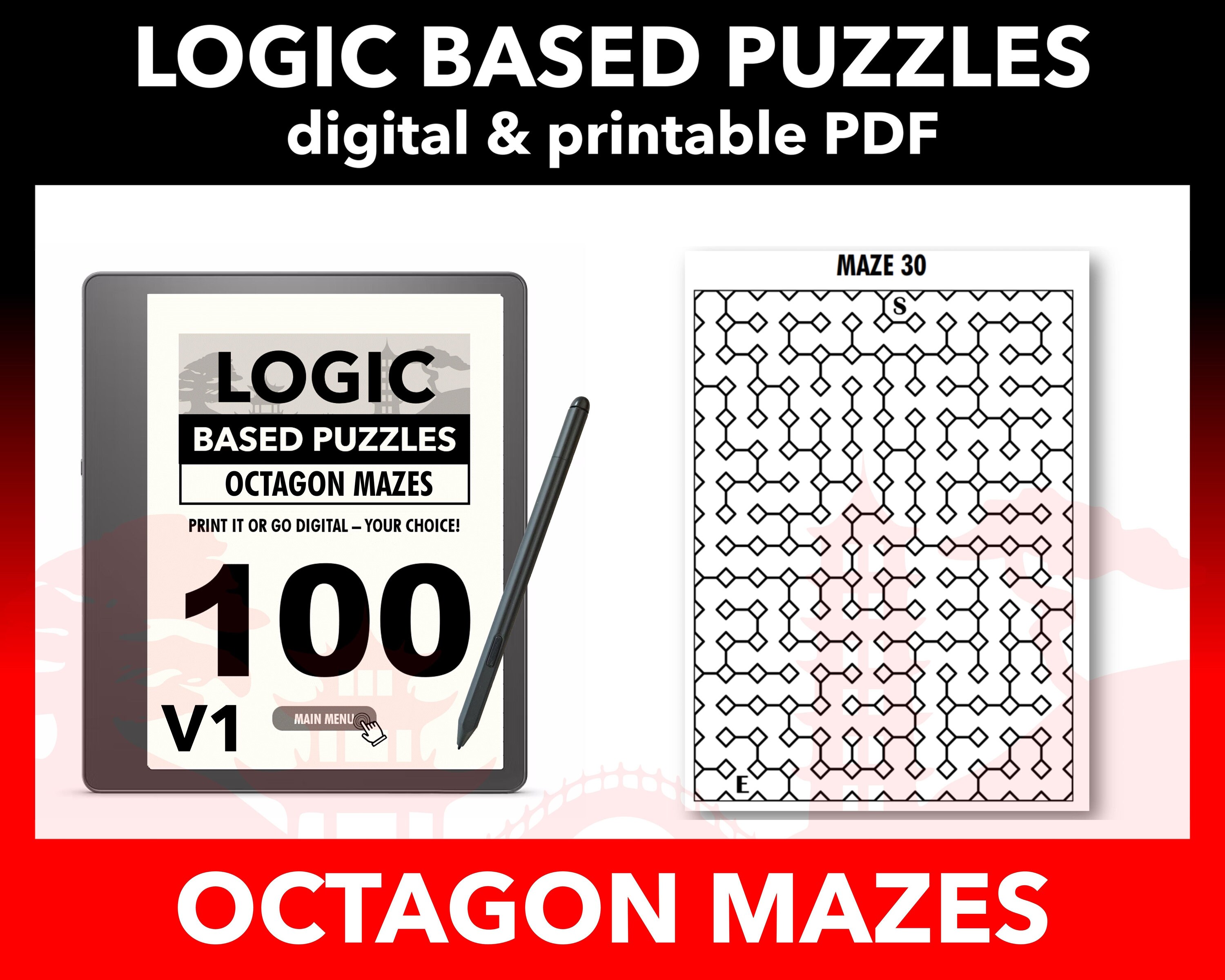 100 Octagon Mazes | Digital Maze Book | Volume 1 | Hyperlinked PDF for ...