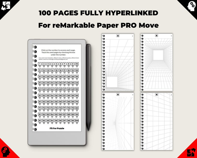 Perspective Grids Notepads/notebooks for Remarkable Paper Pro Move ...