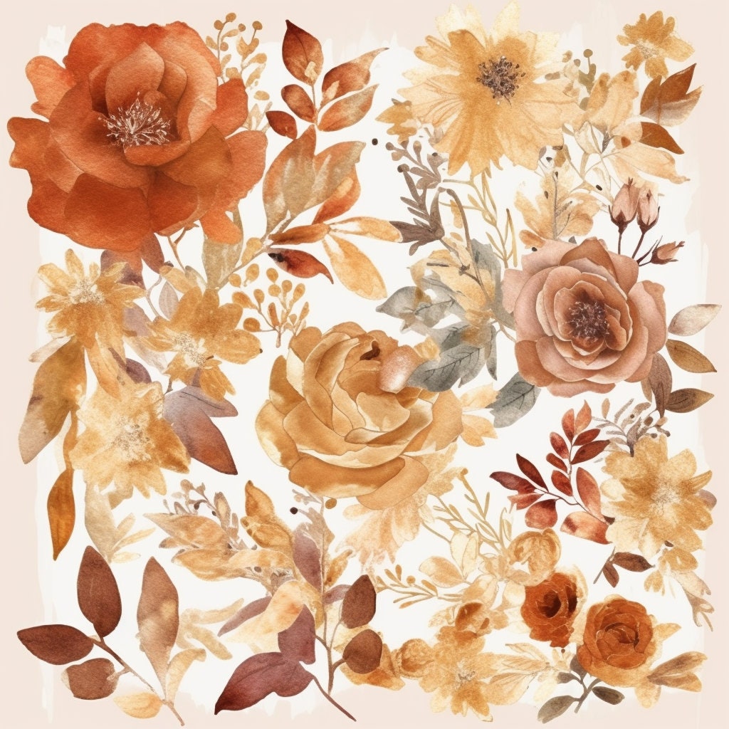 Russet Gold Floral Clipart-russet Gold Floral PNG Format Instant ...