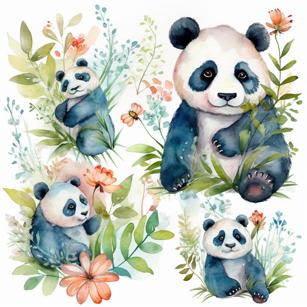 Watercolor Panda Clipart Panda Clipart in PNG Format for Commercial Use ...