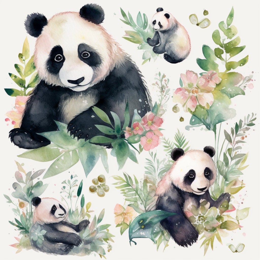 Watercolor Panda Clipart Panda Clipart in PNG Format for Commercial Use ...