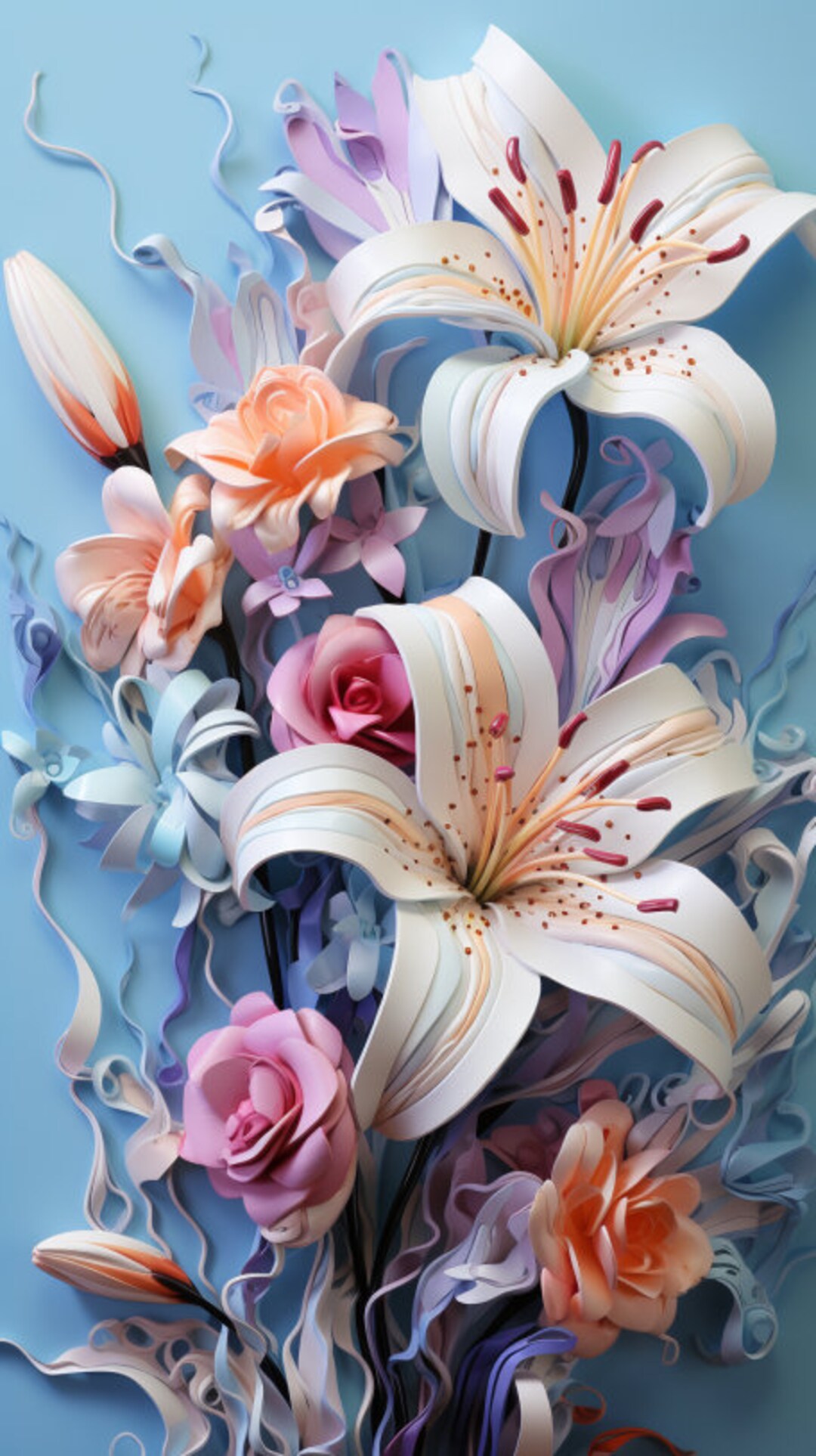 Palette Knife Lilies, 3D Quilling, High Detail English Painting - Etsy