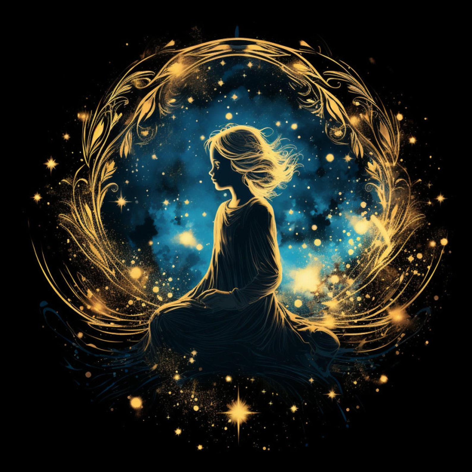 Enchanted Celestial Guardian: Glittering Angel in Starry Embrace - Etsy