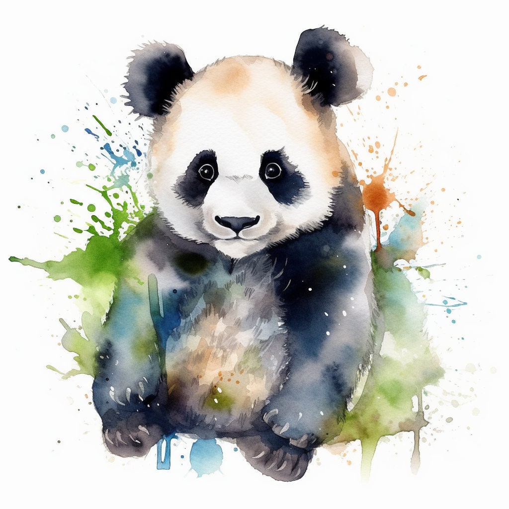 Watercolor Panda Clipart- Panda Clipart in PNG Format for Commercial ...