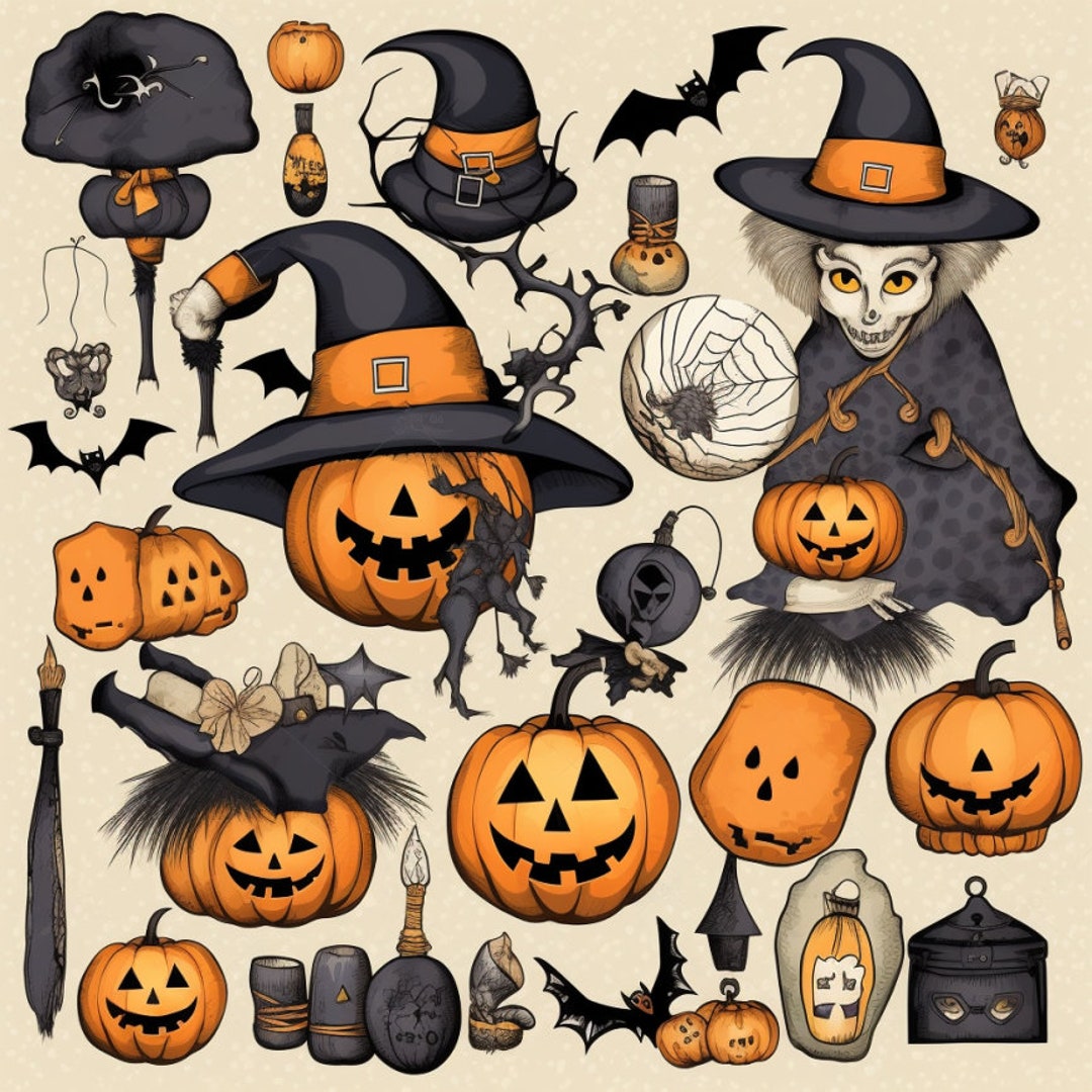 High-resolution Halloween Clipart: Spooky Delights for Your Designs - Etsy