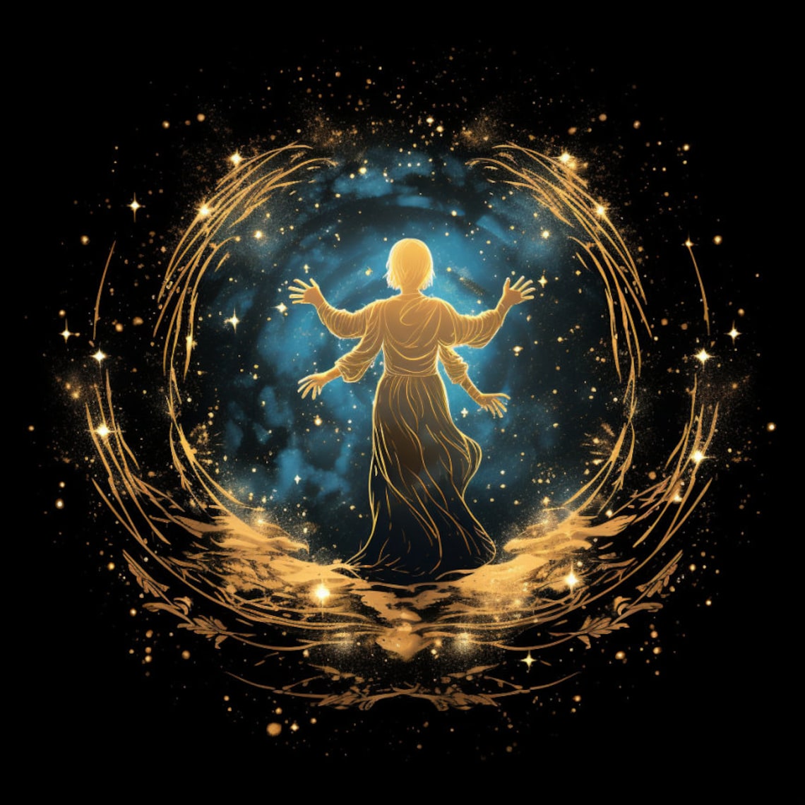 Enchanted Celestial Guardian: Glittering Angel in Starry Embrace - Etsy