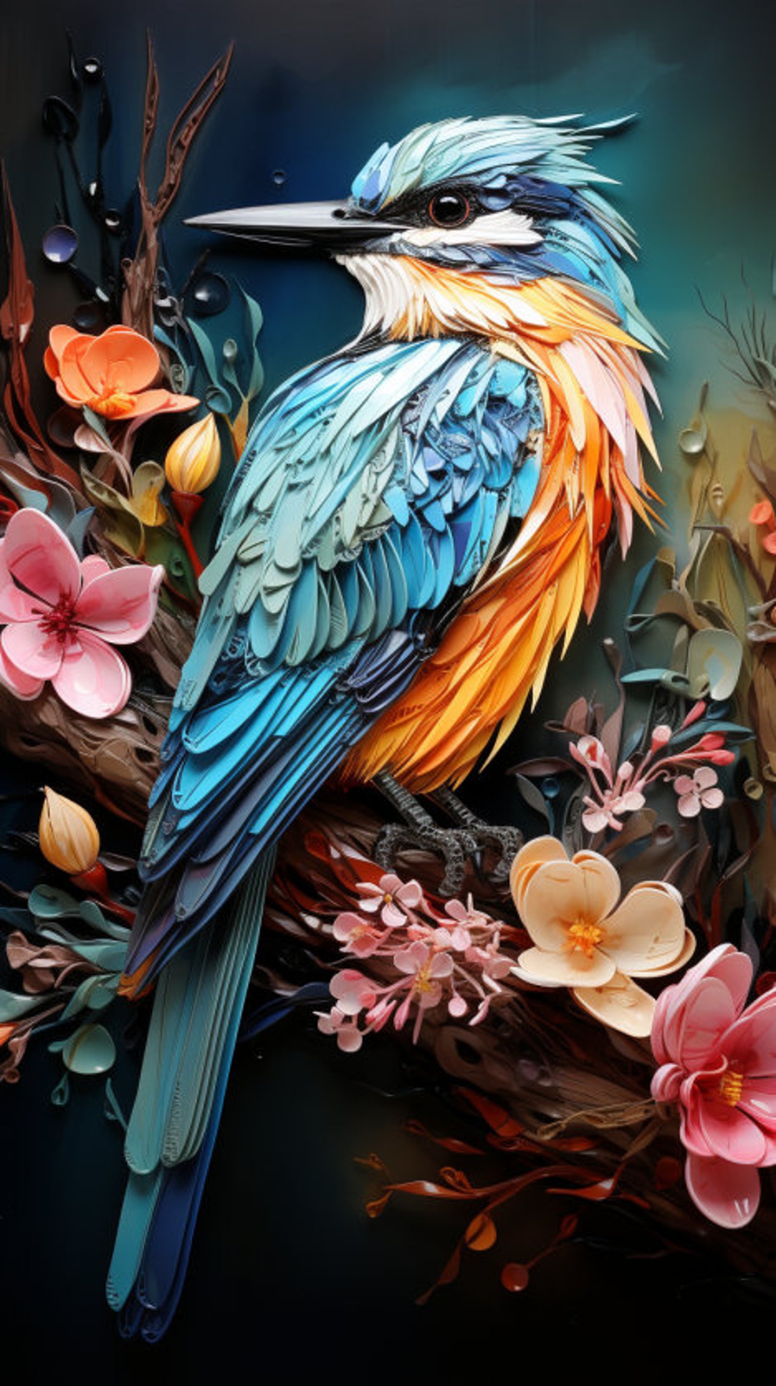 Palette Knife Bird Quilling Art 3D High Detail English - Etsy