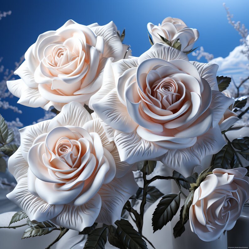 3D 4K White Rose Background, White Roses, Flowers for Decor - Etsy