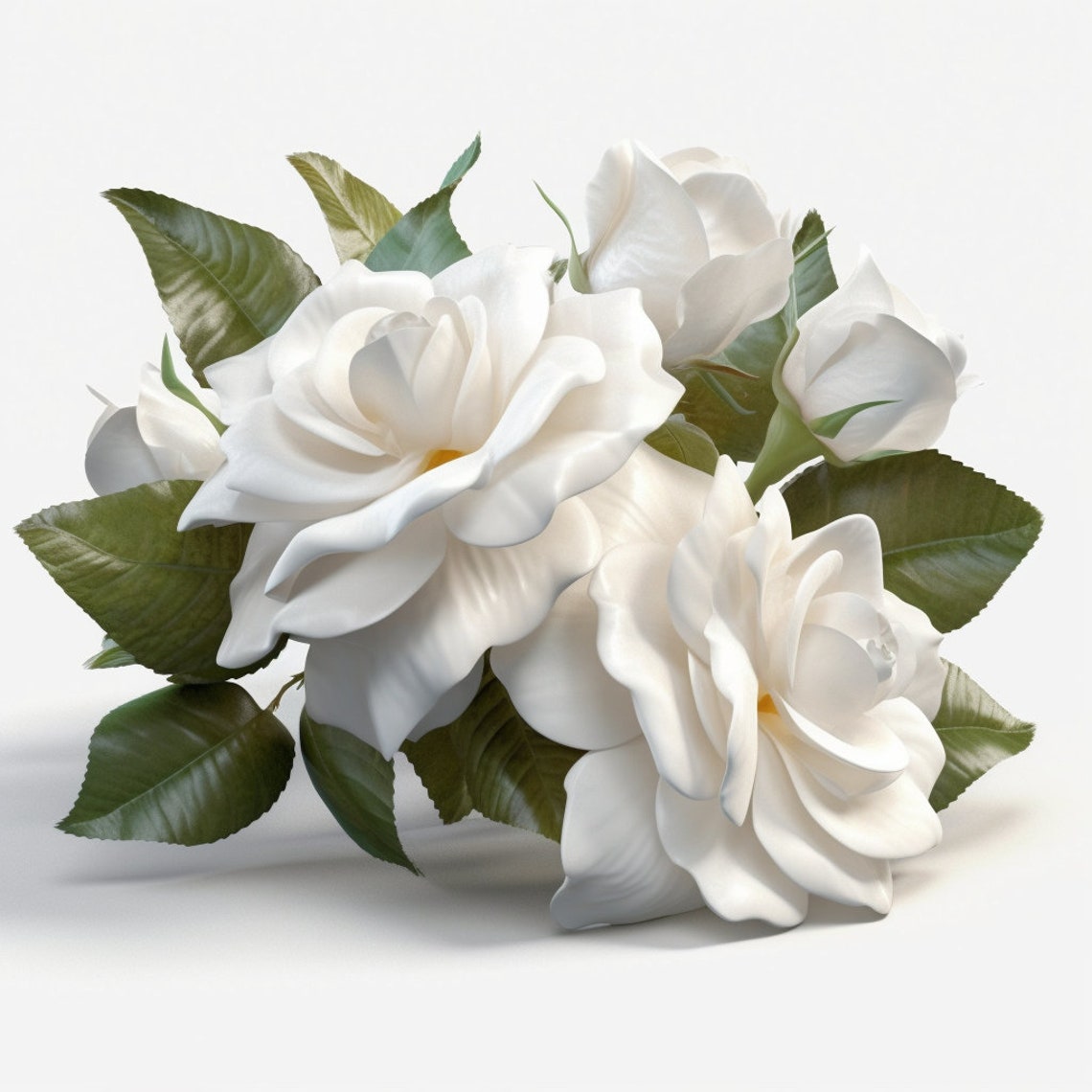 White Roses 3D Clip Art, Floral Digital Graphics for Crafts and Design ...