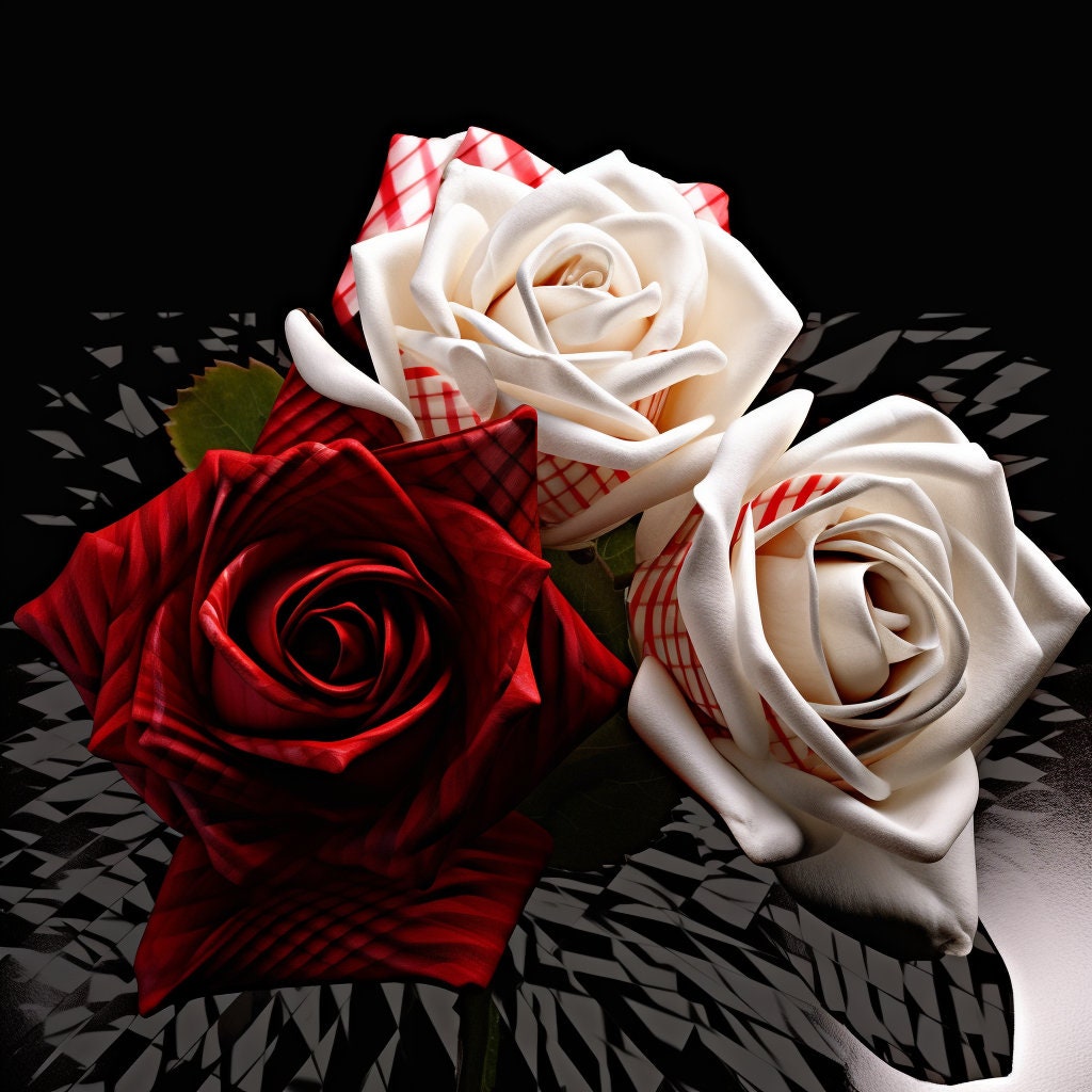 Beautiful Red and White Roses Clipart, Floral Digital Graphics, Vintage ...