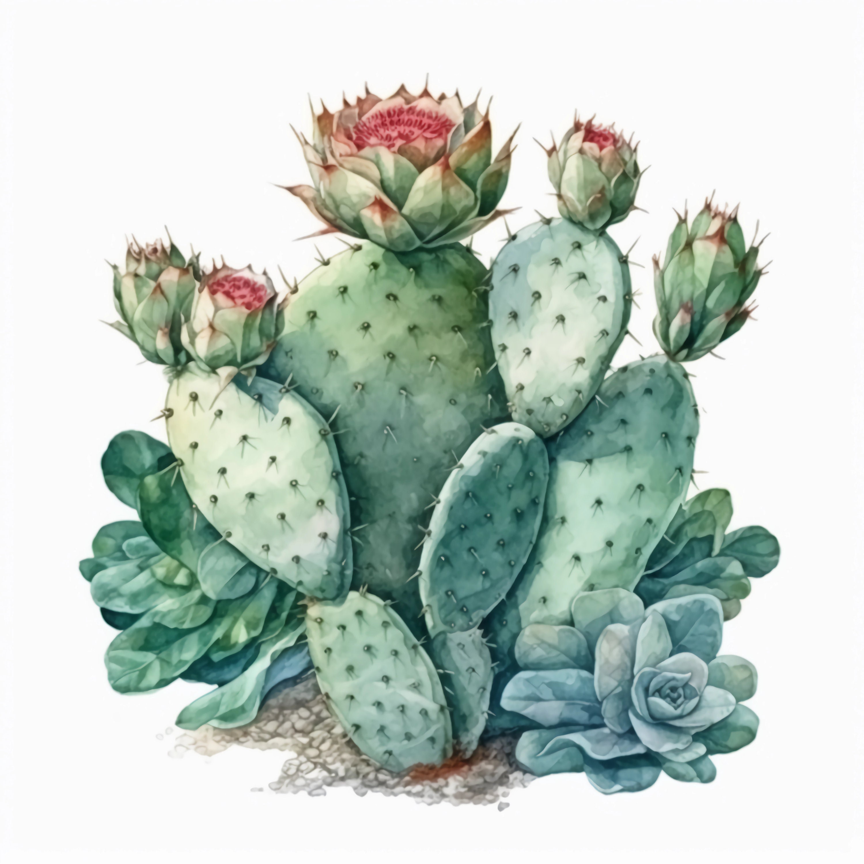 Watercolor Cactus Clipart in PNG Format for Commercial Use - Etsy